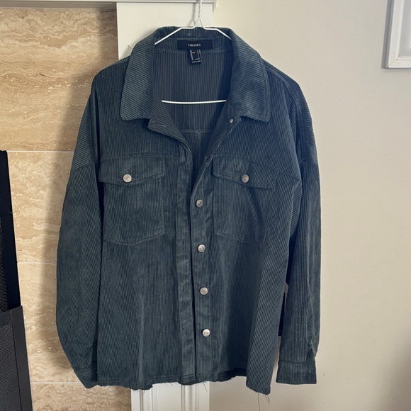 Forever 21 | Tops | Nwt Forever 2 Sz Xxl Dark Gray Corduroy Shackett ...